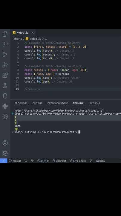 How to Destructure Array and Object in Javascript #codesecret #code #programming #shorts - YouTube