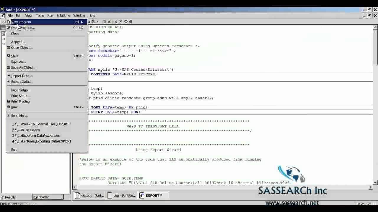 Base Sas Programming Lesson 6 Export Data In Sas Youtube 6414