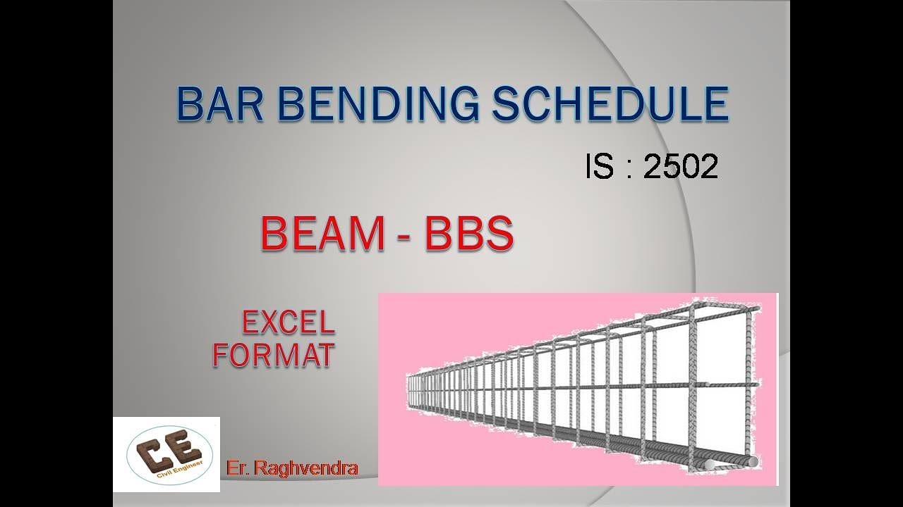 Bar bending schedule of Beam | BBS in Excel | How to calculate length ...