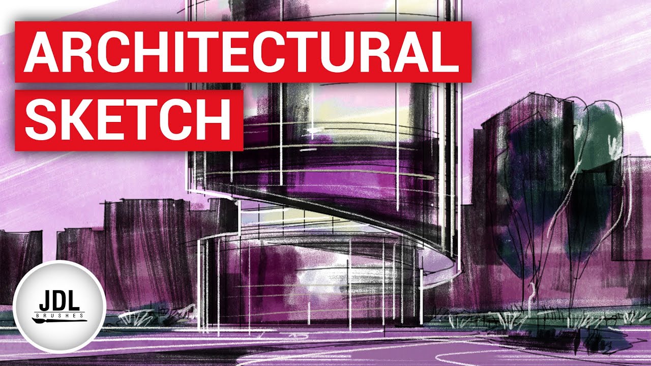 Architectural Sketch | Rendering with Marker Brushes! - YouTube
