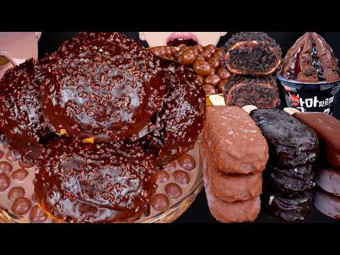ASMR CHOCOLATE CAKE MALTESERS KITKAT ICE CREAM NUTELLA DESSERT MUKBANG 초콜릿 먹방チョコレート 咀嚼音EATING SOUNDS