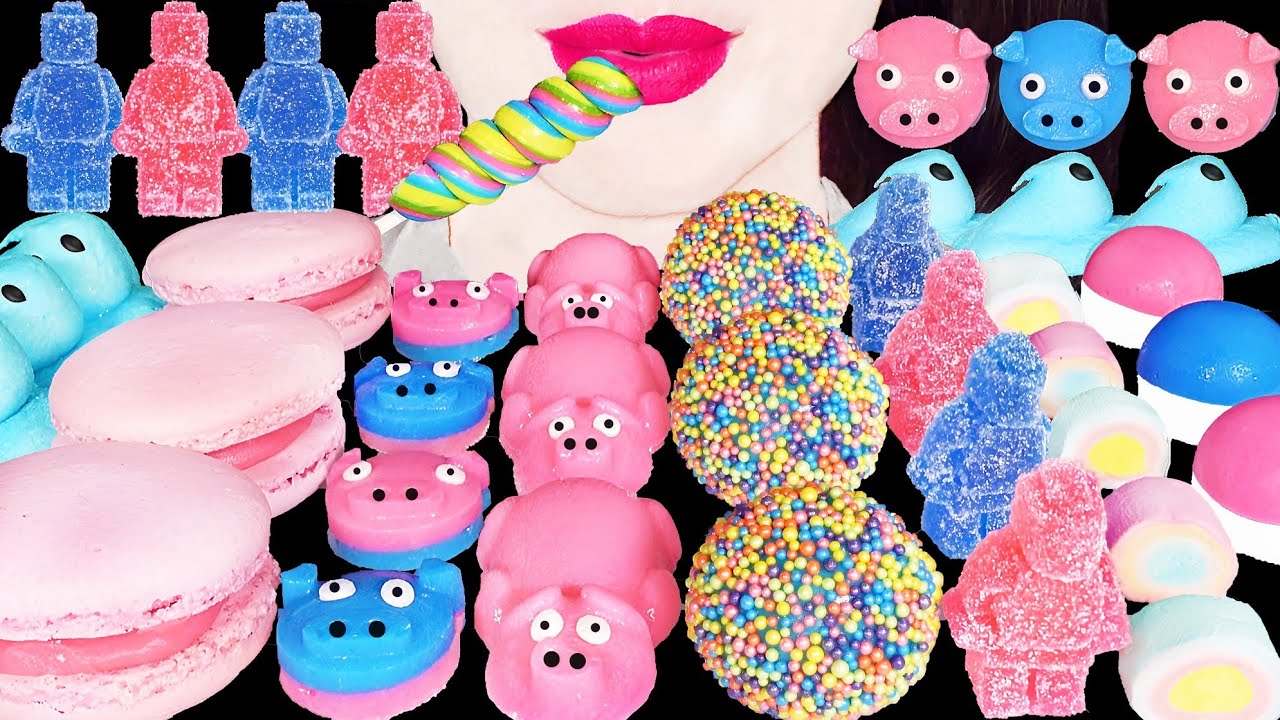 ASMR EATING BLUE CANDY, ASMR COLOR FOOD, ASMR FOOD FOR MUKBANG, PIG ...