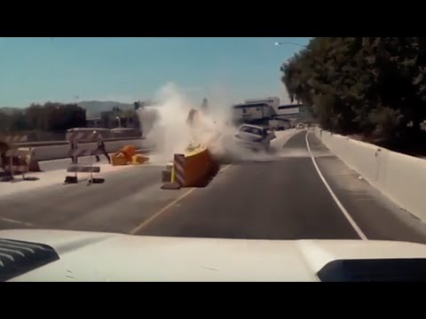 Car trying to pass on a merging lane crashes bad - YouTube