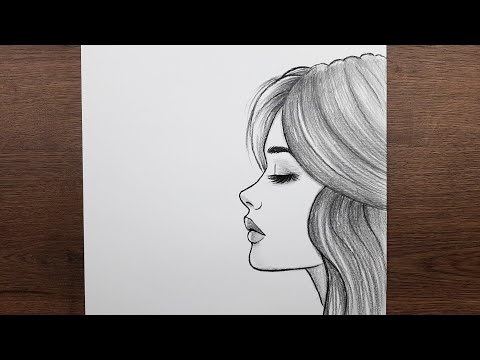Kolay karakalem çizimler - Güzel bir kız yüzü resmi adım adım nasıl çizilir