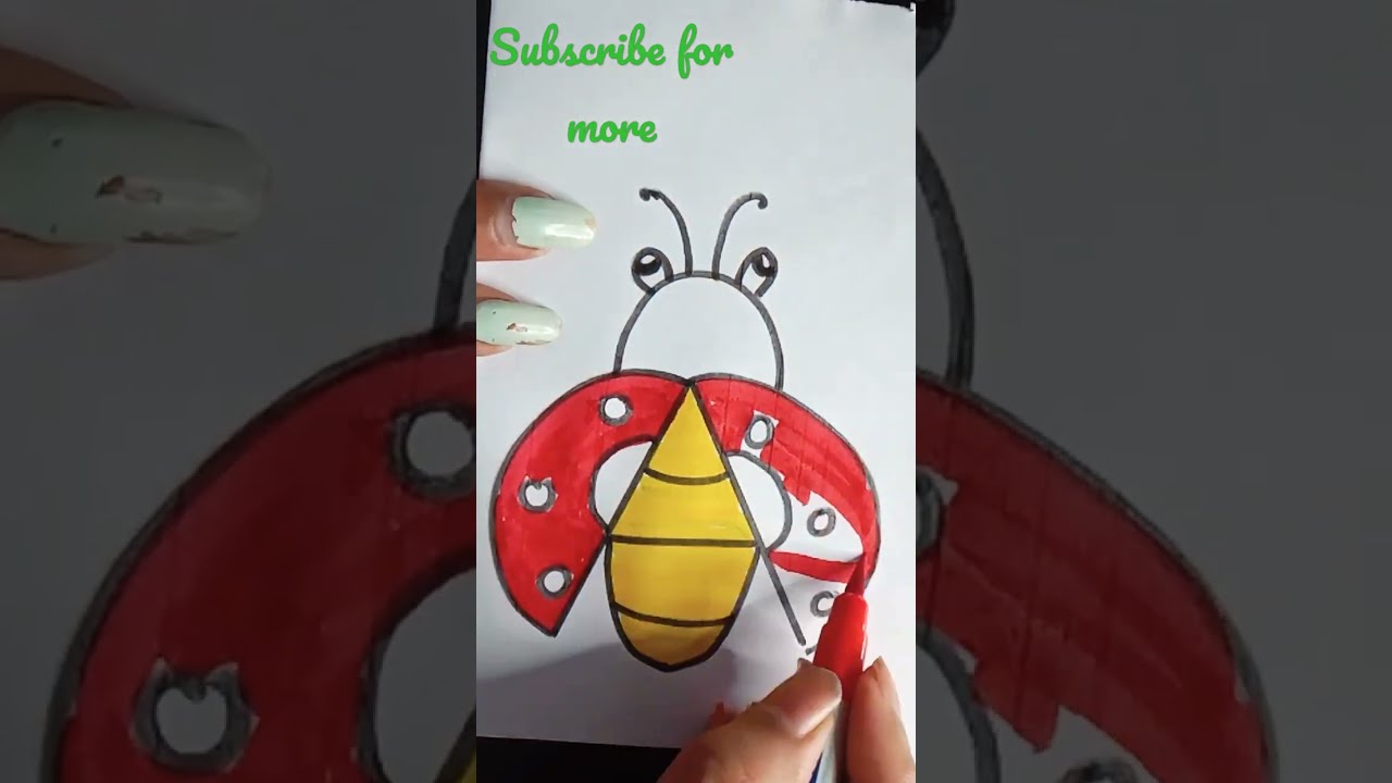 How to draw lady bug by A / Alphabet drawing for kids / Drawing idea ...