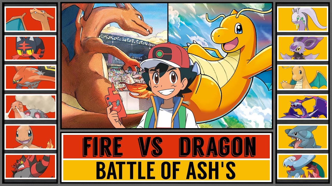 FIRE ASH vs DRAGON ASH | Ash Ketchum Pokémon Battle - YouTube