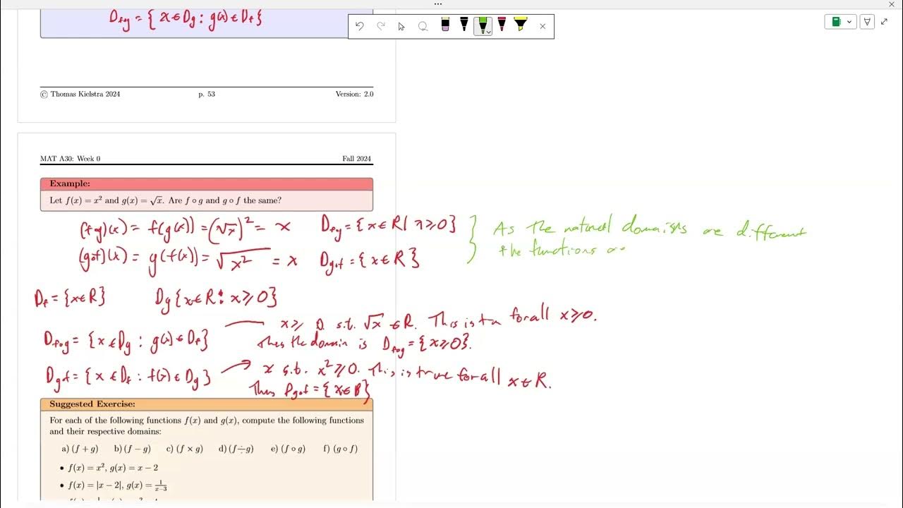 Functions Part 5 Combining Functions and Calculating the resulting Functions Domain - YouTube