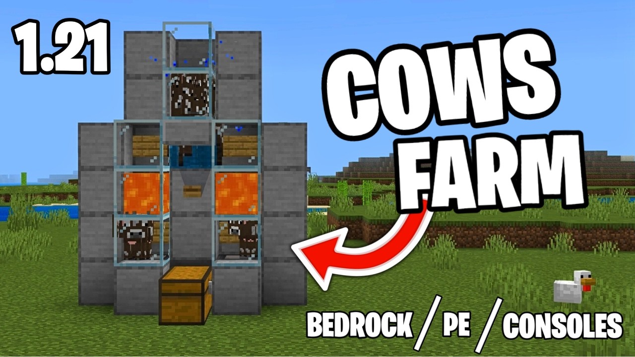 EASIEST COW FARM 1.21 Minecraft Bedrock - YouTube