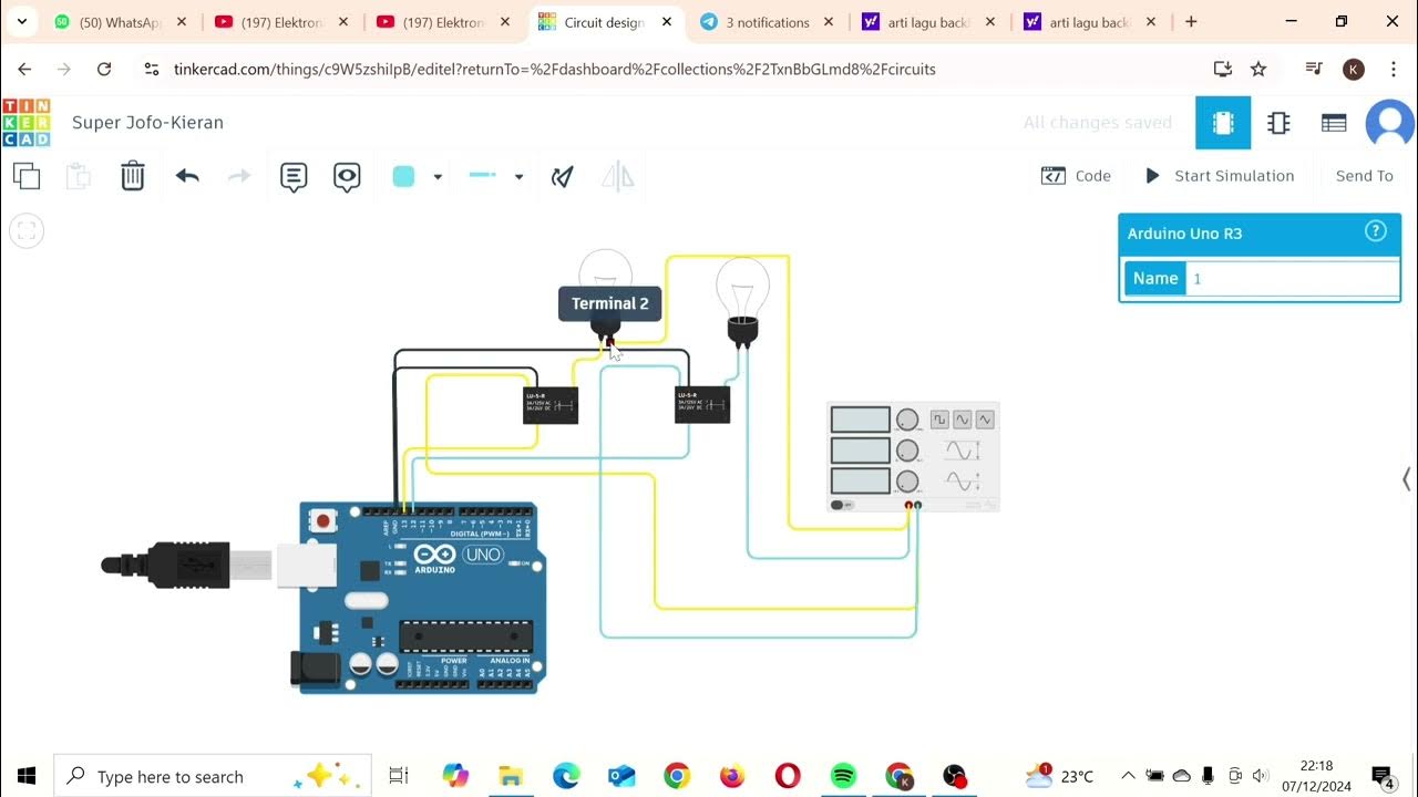 Simulasi Arduino Menggunakan TinkerCad -02. Running Lampu AC - YouTube
