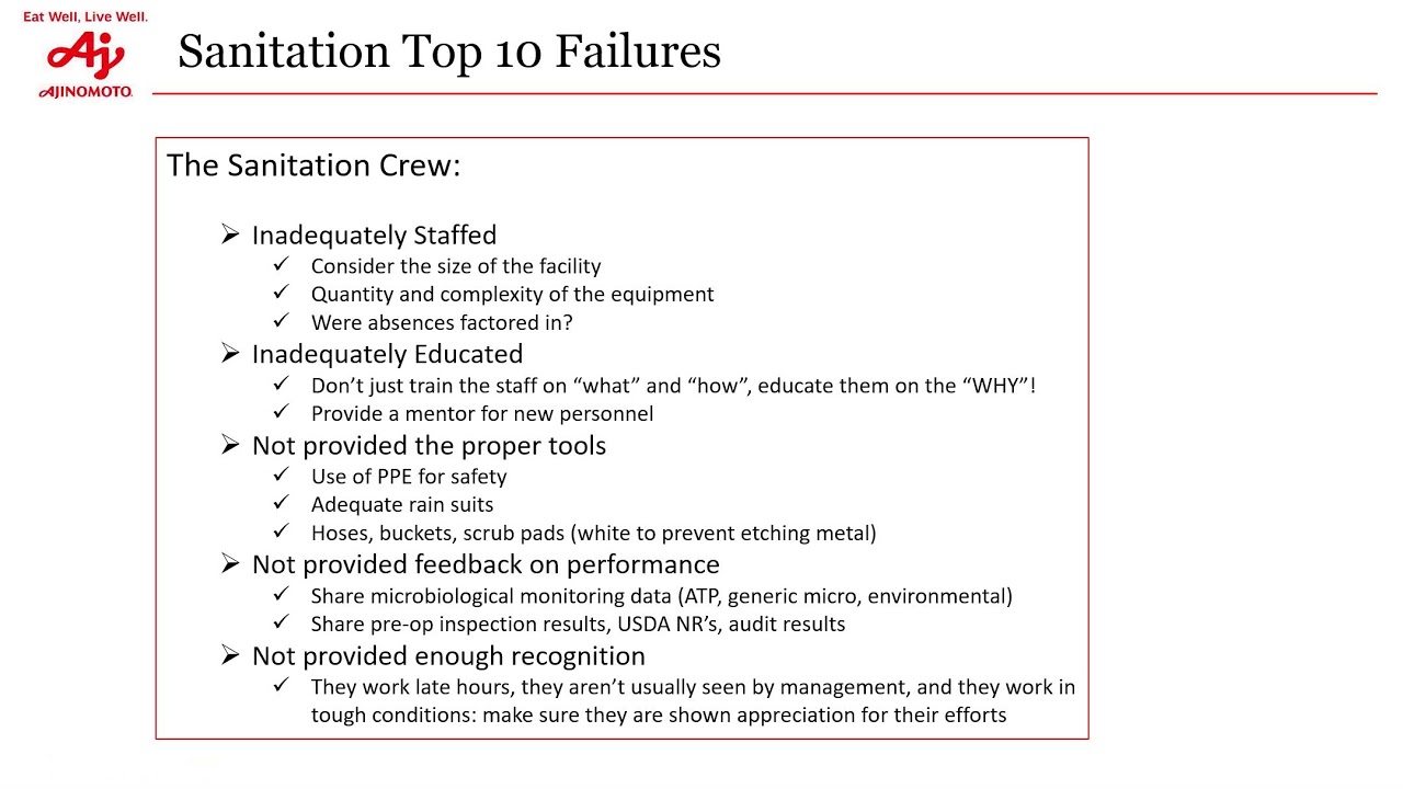 AFFI Webinar: Sanitation Top 10 Failures - YouTube