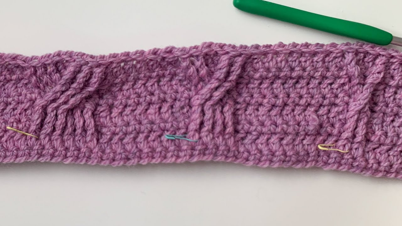 How to crochet crossed cable stitches single, double and treble) using crochet post stitches ...
