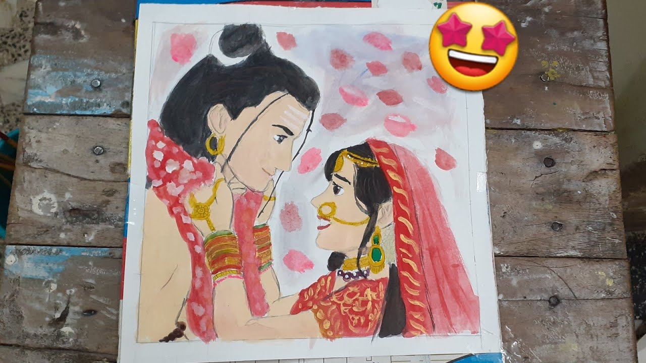 Mahadev parvati drawing / Shiv parvati drawing / How to draw Shiv ...