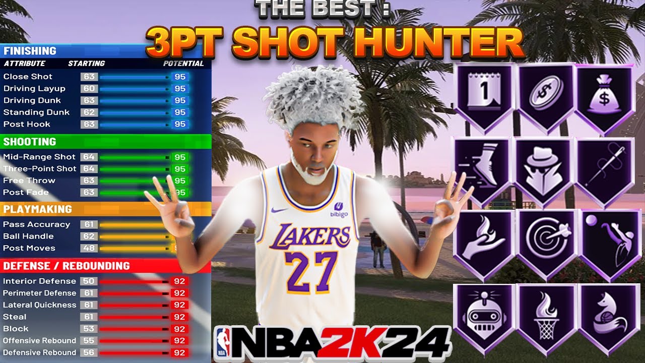 NBA 2K24 BEST POINT GUARD BUILD - BEST 3PT SHOT HUNTER - BEST HOF ...