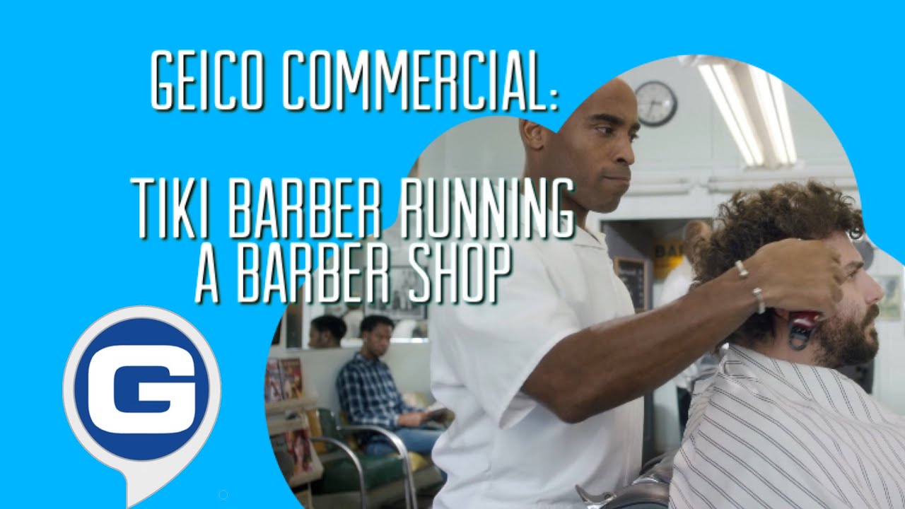 GEICO “Surprising” Commercial - Tiki Barber Running A Barber Shop 💈 ️ ...