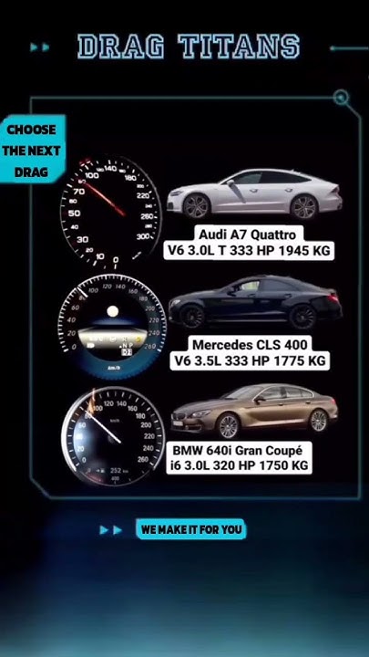 Audi A7 Quattro v6 333 hp vs Mercedes cls 400 v6 333 hp vs Bmw 640i 320 hp - YouTube