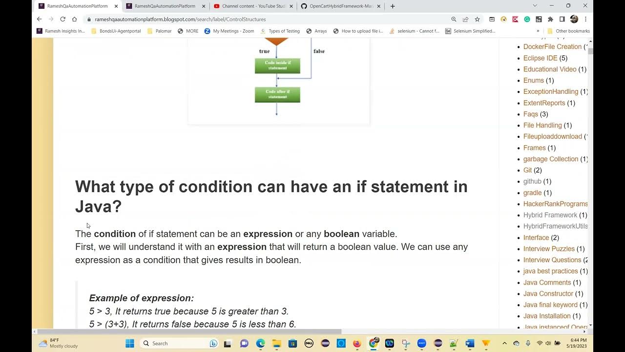 CoreJava ControlStructures ConditionalStatements May 19 2023 - YouTube