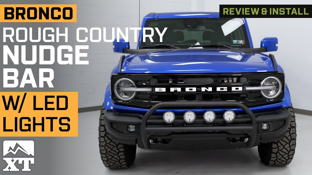 2021-2024 Bronco Rough Country Nudge Bar with 4-Inch Round LED Lights ...
