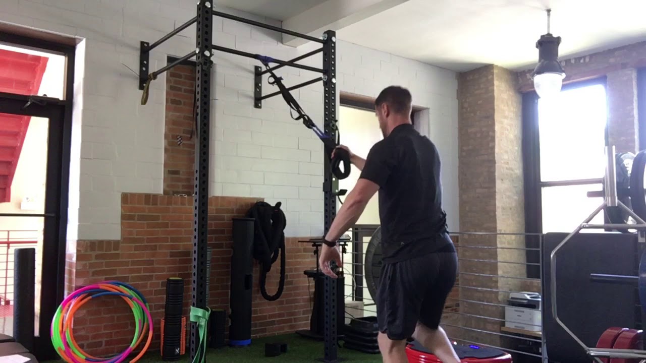 Squat: Single Leg w/Opposite Hand Support (TRX) - YouTube