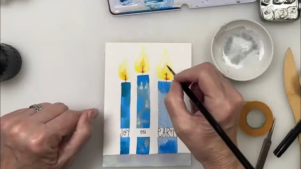 Watercolor Candles Made Easy (Perfect for Holiday Cards!) 🕯️ - YouTube