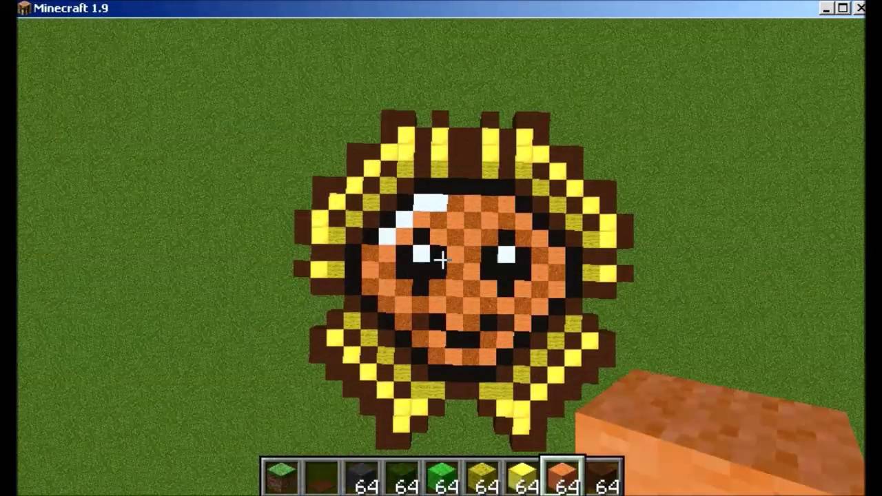 Minecraft pixel art SunFlower from PvZ2 - YouTube