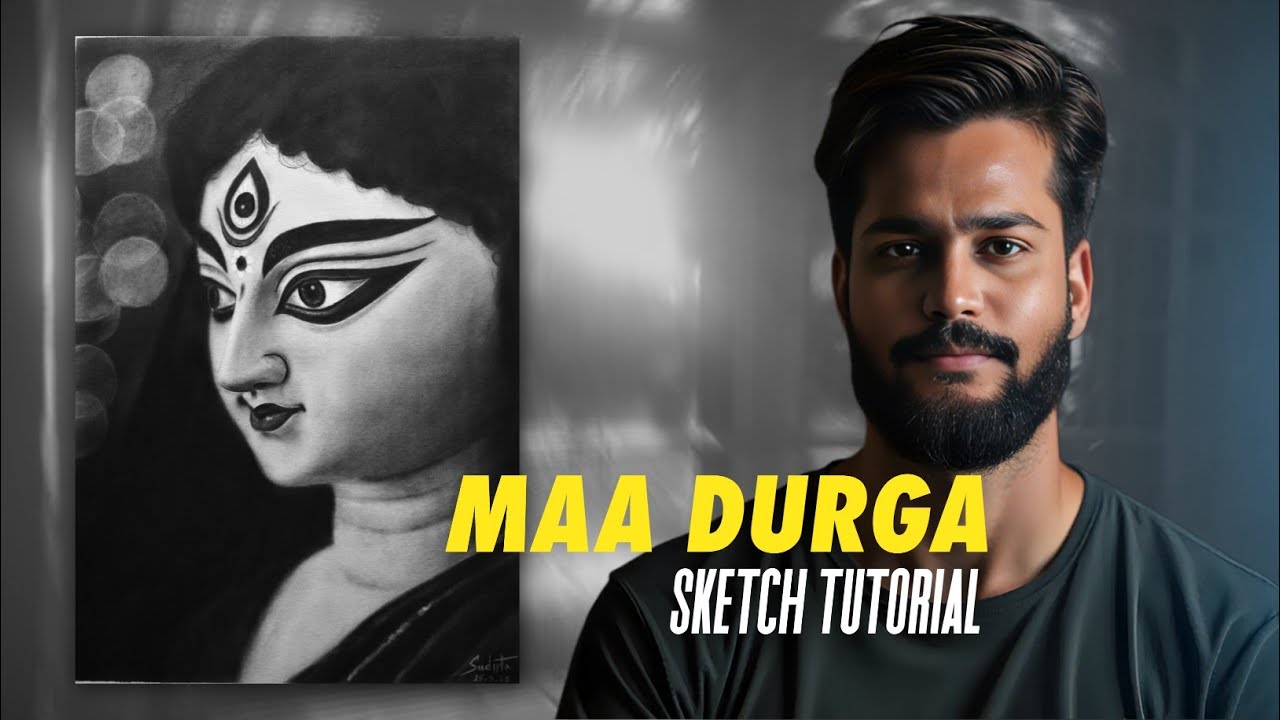 Durga Maa Navratri Special easy drawing for beginners┃Durga Maa easy ...