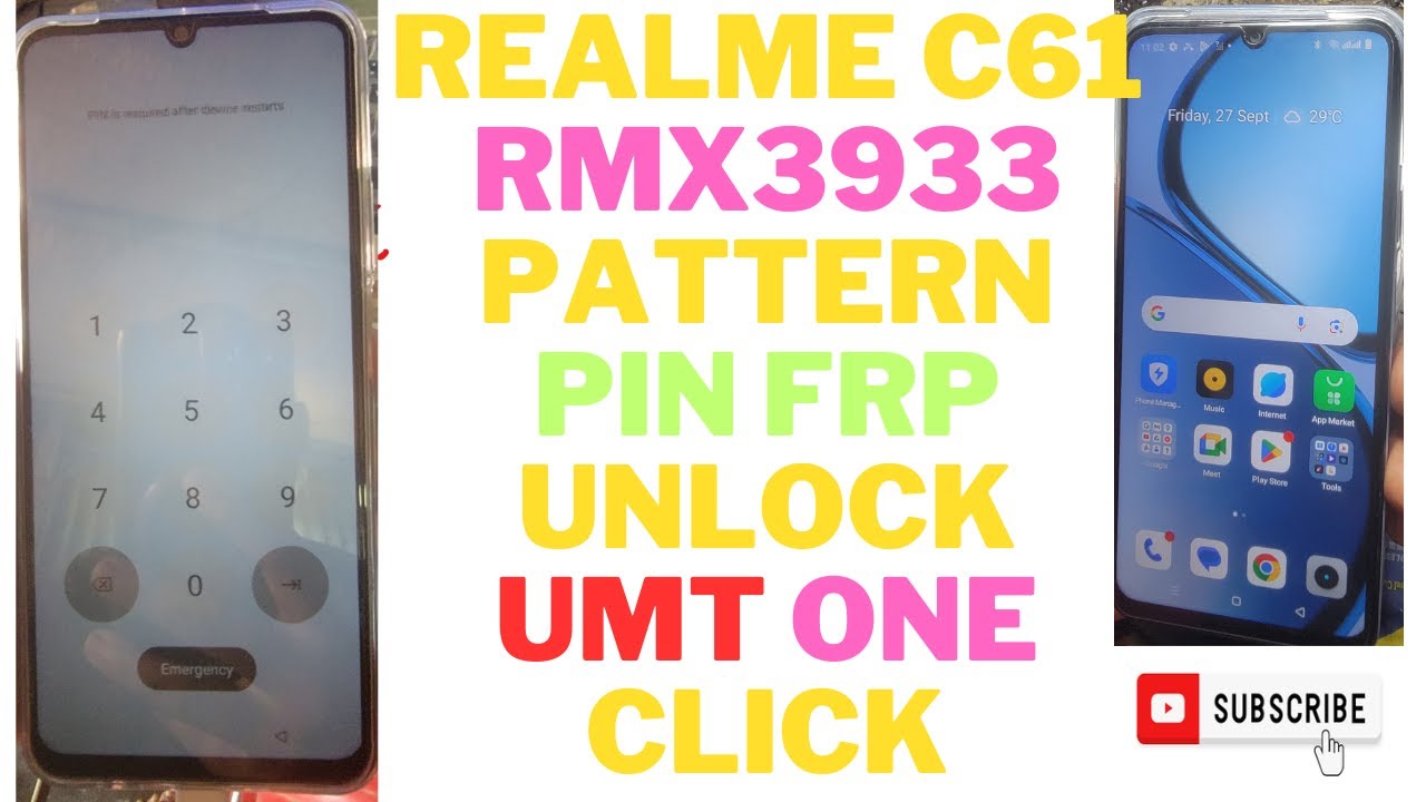 Realme C61 RMX3933 Pattern pin frp Unlock Umt One Click - YouTube