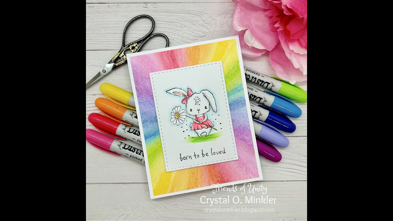 Distress Crayon Technique | Rainbow Sunray Background - YouTube