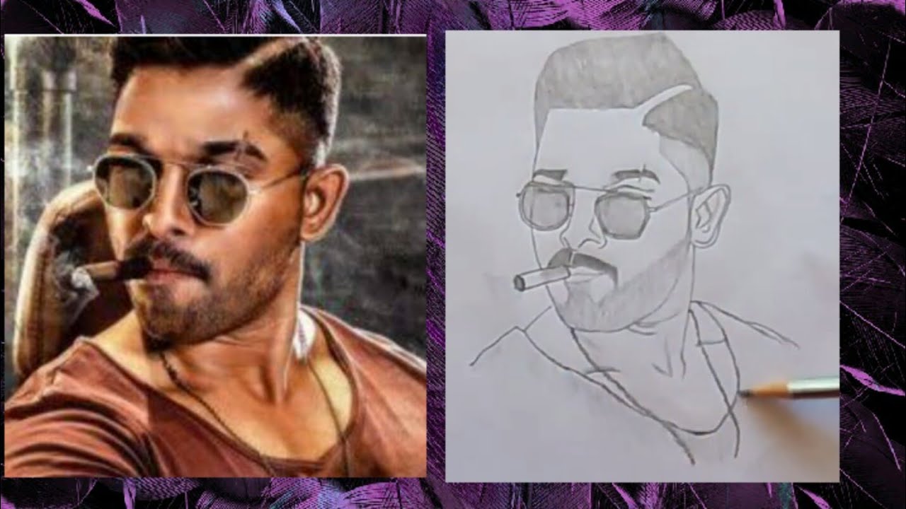 drawing allu arjun sketch step by step /#Alluarjun #sketchstrings927 ...