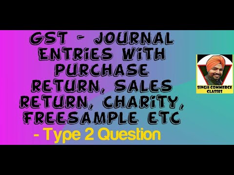 GST - JOURNAL ENTRIES (Purchase return, Sales Return, Charity, Samples ...