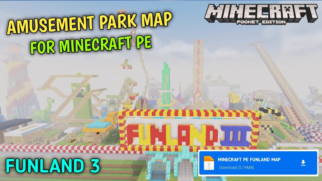 Minecraft Theme Park Map for Pocket Edition | FUNLAND 3 - YouTube