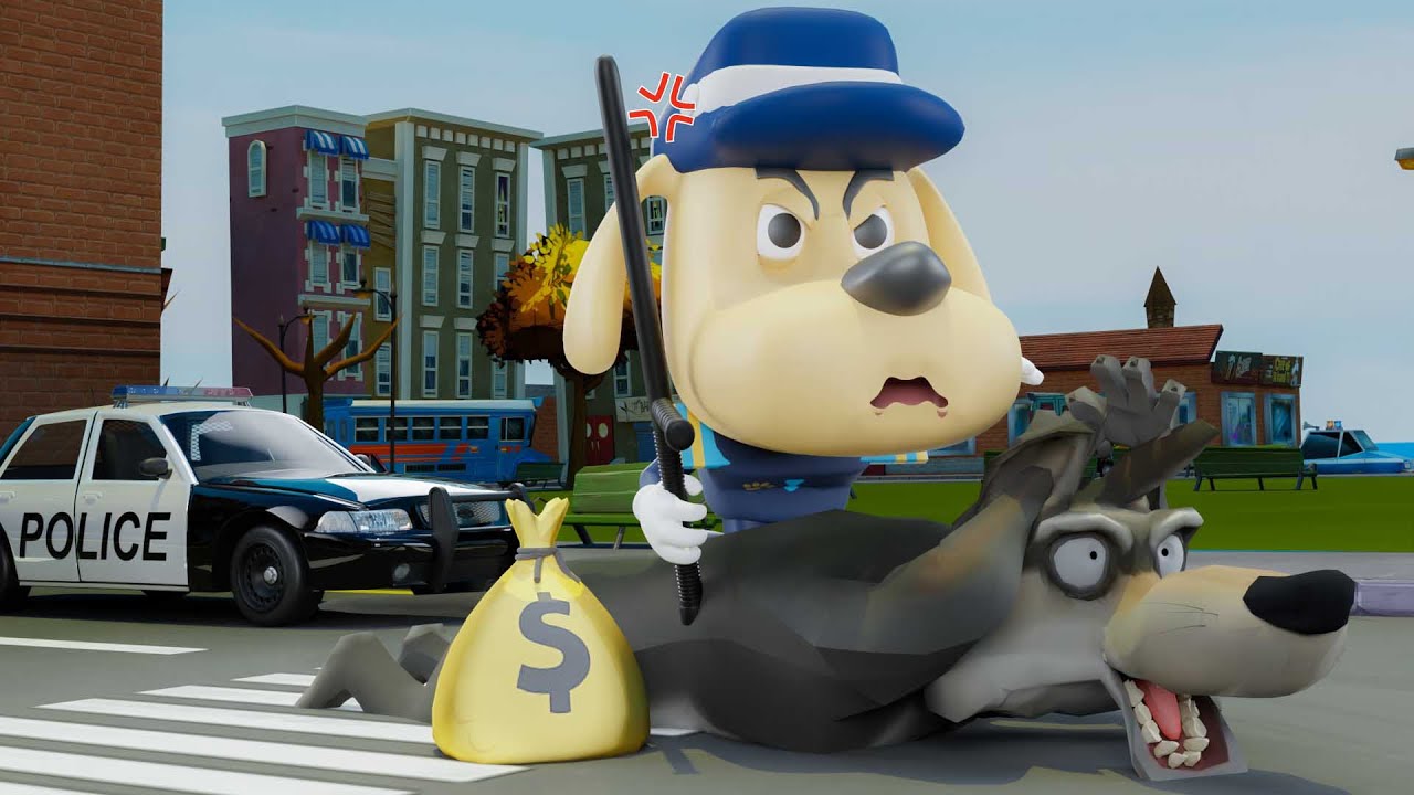 Labrador Cartoon: Police Labrador and the Unlucky Thief Gray Wolf ...