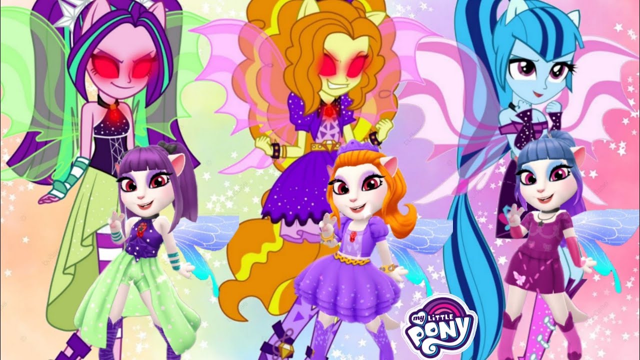 🌈 My Talking Angela MLP Dazzlings Stage outfit 💖💜💚 // Adagio Dazzle VS ...
