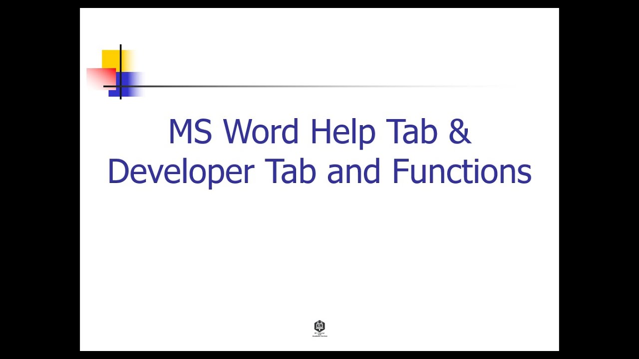 MS Word Help Tab & Developer Tab and Functions - YouTube