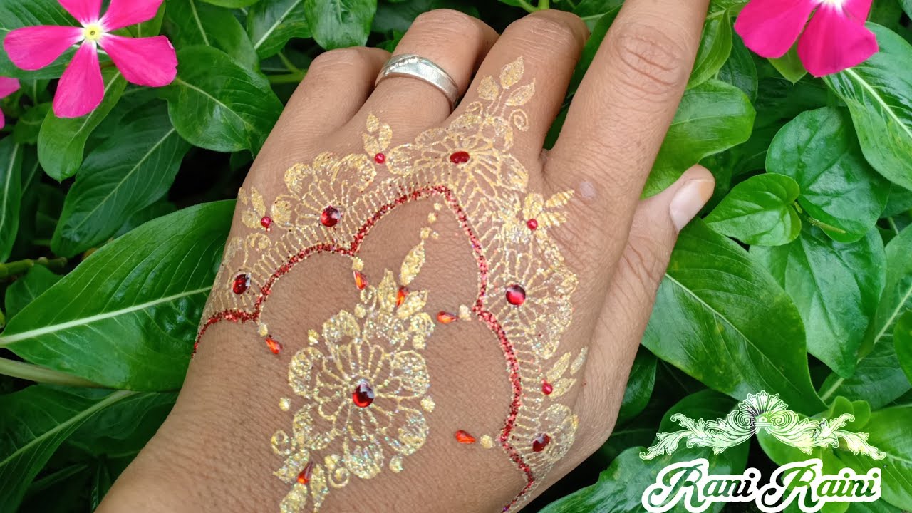 Tutorial Gold Henna simpel - YouTube
