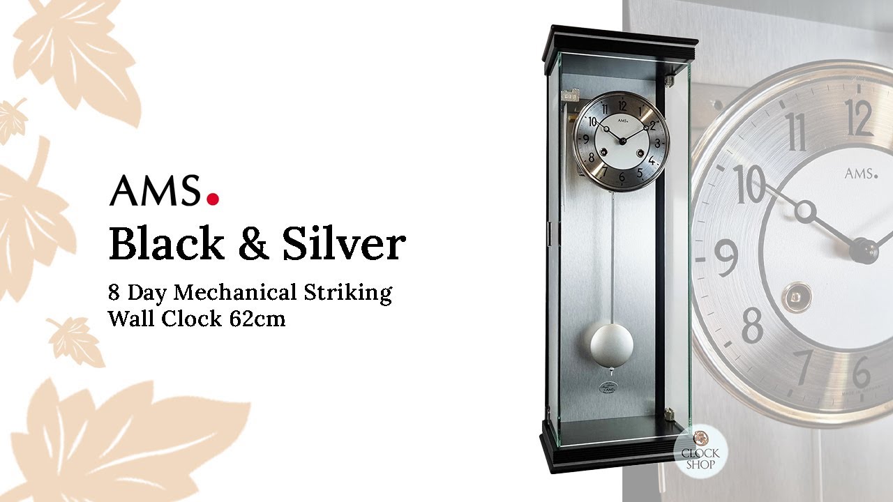62cm Black & Silver 8 Day Mechanical Striking Wall Clock By AMS - YouTube