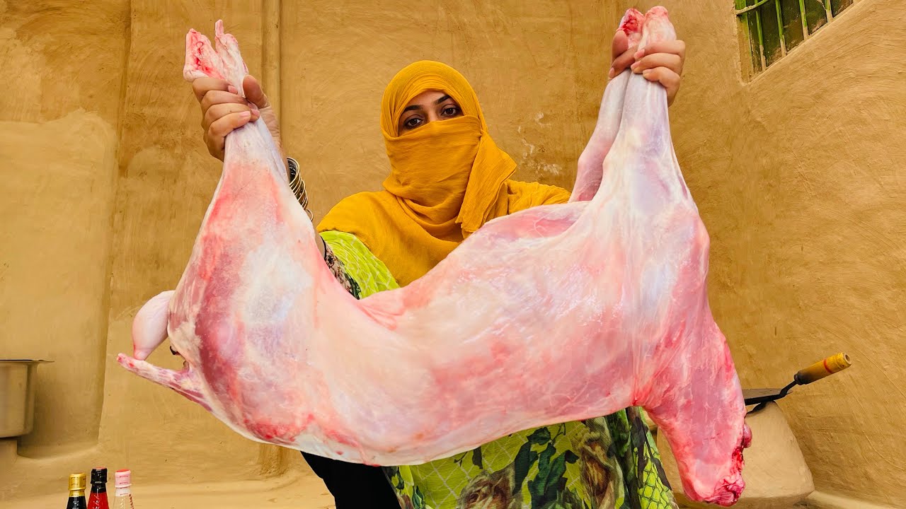 Full goat mutton biryani , Cooking whole lamb on campfire, whole lamb ...