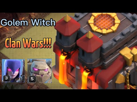 TH10 Clan Wars! Golem - Witch Is So Powerfull! | Clash Of Clans - YouTube