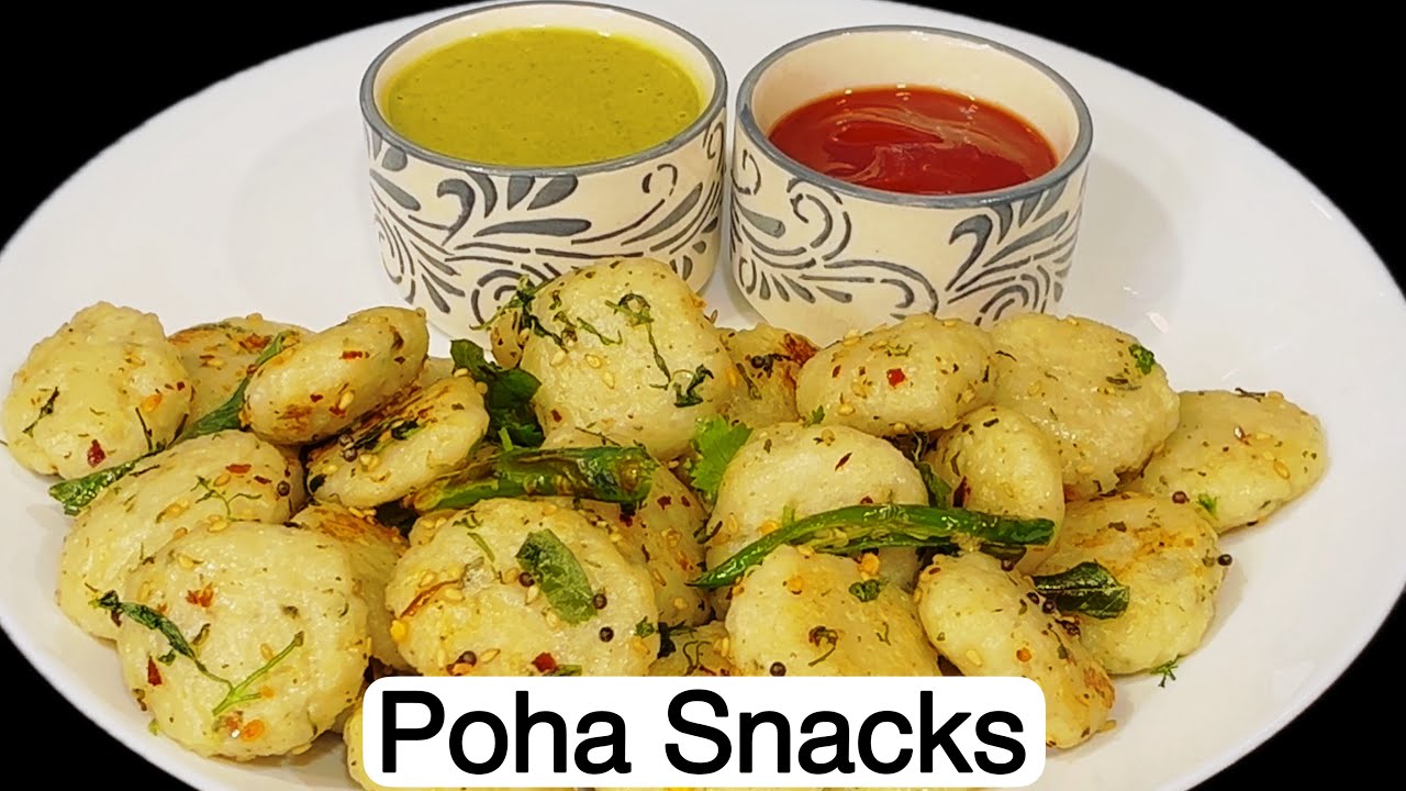 Poha Snacks With Roasted Chana Chutney Healthy Breakfast Recipe | पोहा ...