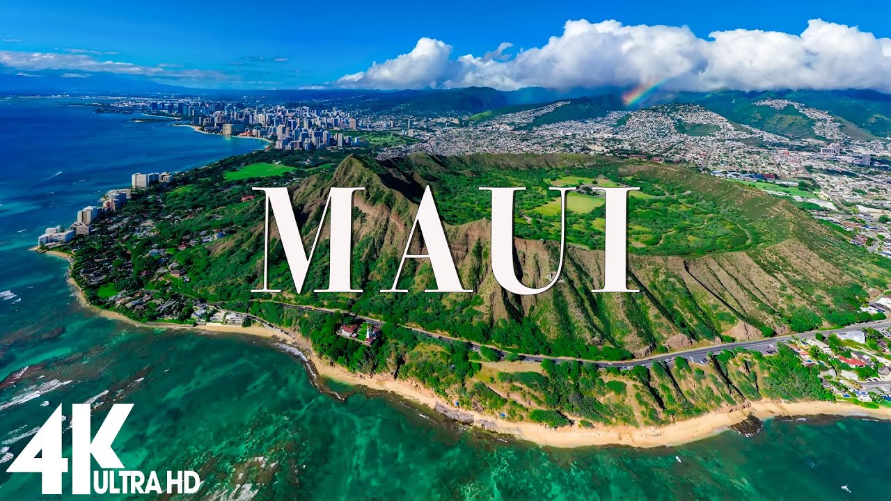 FLYING OVER Maui (4K UHD) - Soothing Music Along With Scenic Relaxation ...