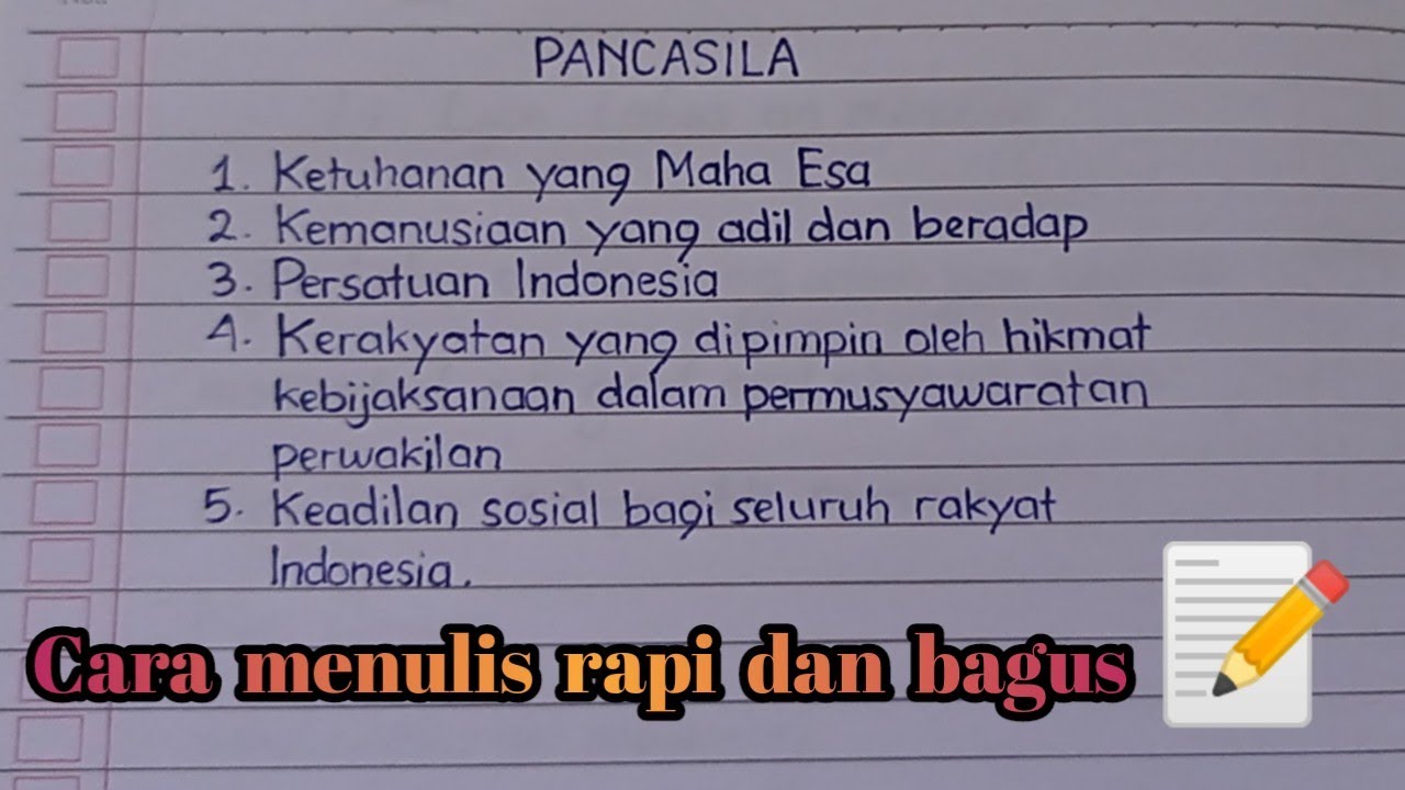 Cara Menulis Rapi dan Bagus || Menulis Teks Pancasila 📔🖊 - YouTube