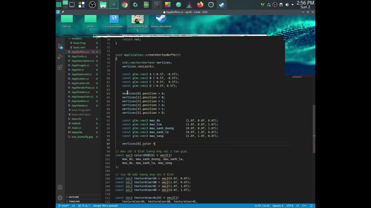tự học vulkan c++ ep30: vertex buffer 1/2 (Manjaro KDE) - YouTube