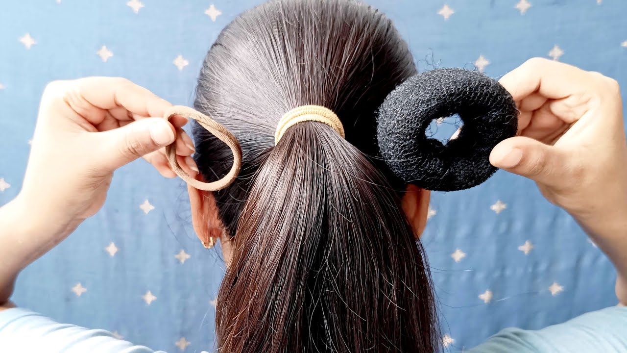 Easy & Simple! 🎀 Donut Bun Hairstyles For Short Hair | Bun Juda ...