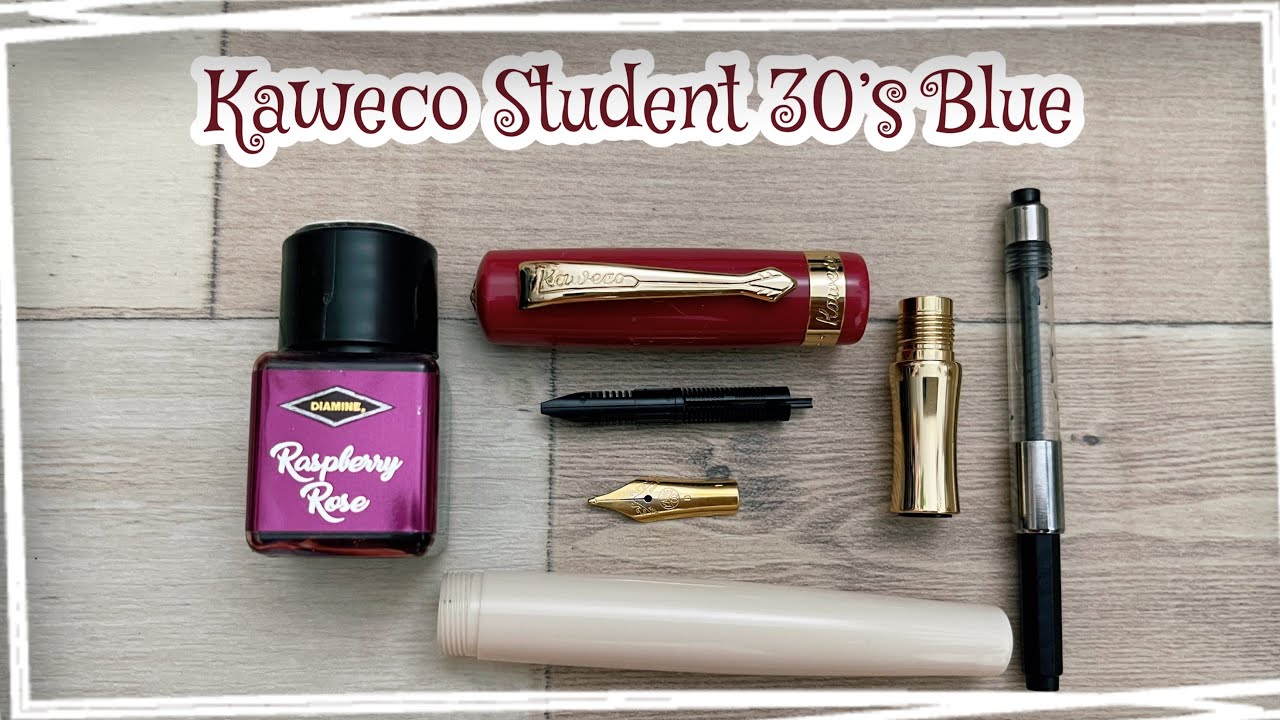🖋️📖 INKING KAWECO STUDENT 30’S BLUES | B Nib | With Diamine Raspberry 🌹 ...