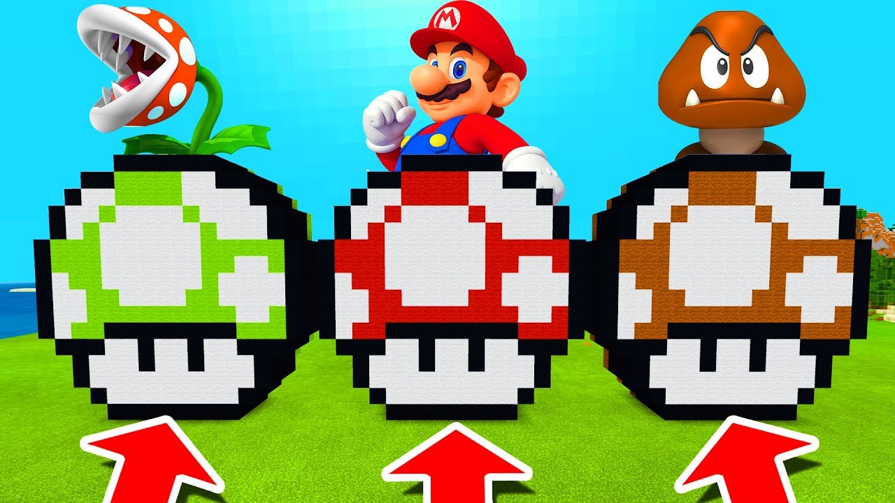 Minecraft PE : DO NOT CHOOSE THE WRONG MUSHROOM! (Piranha Plant, Mario ...
