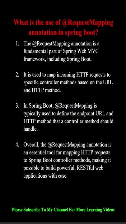 What Is The Use Of Requestmapping Annotation In Spring Boot Youtube
