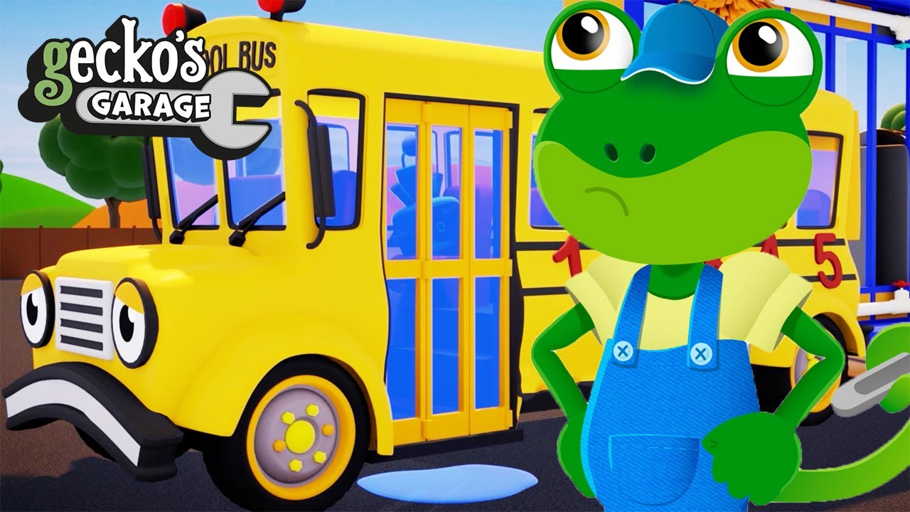 Sammy The School Bus' Carwash Trouble!｜Gecko's Garage｜Truck Cartoons ...