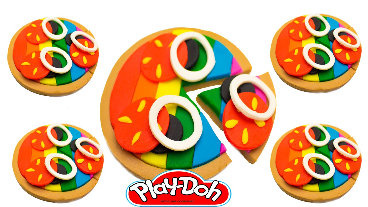 Play Doh Rainbow Pizza How to Make Play Doh Food Pizza - YouTube