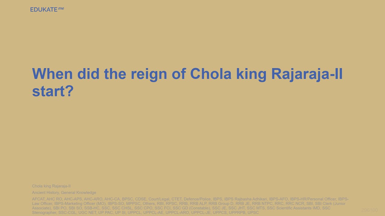 When did the reign of Chola king Rajaraja-II start? - YouTube