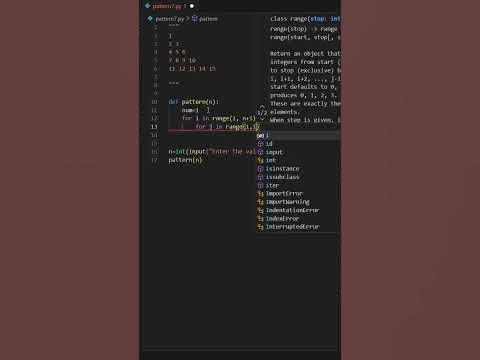 Number Pattern In Python | Python #shorts - YouTube