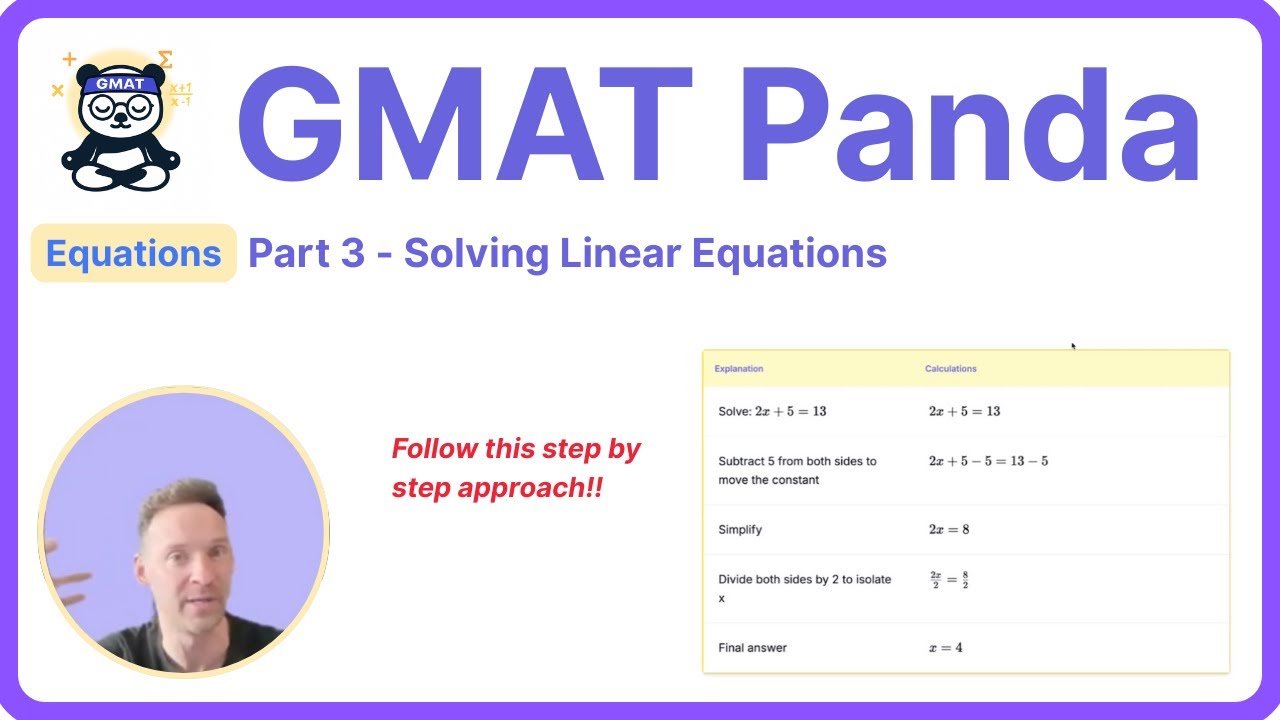 GMAT Equations - 3. Solving Linear Equations - YouTube